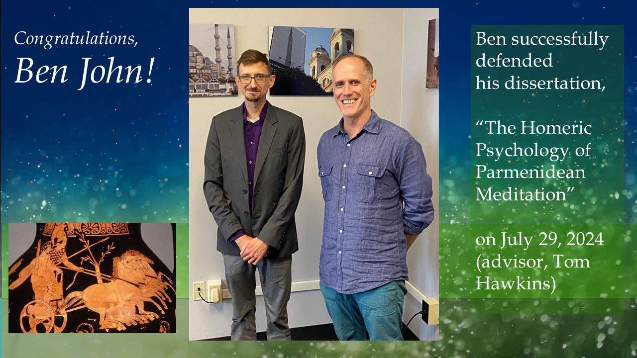 Congratulations, Dr. Ben John! | Department of Classics